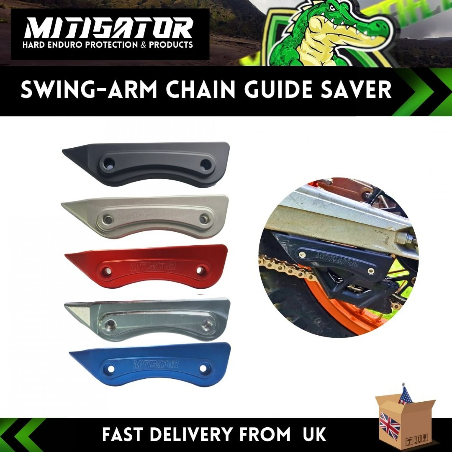 Mitigator Swing-Arm Chain Guide Saver Fits Ktm (EXC /XC-W/SX/XC) 2024 ...
