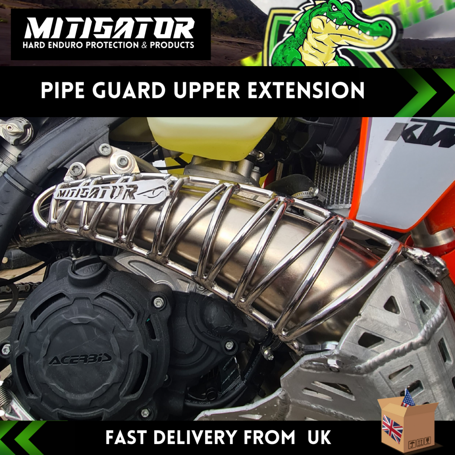Mitigator Exhaust Pipe Guard Upper Extension Fits Options Ktm ...